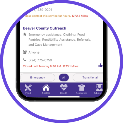 Homeless Resources - Finding Your Way in PA App